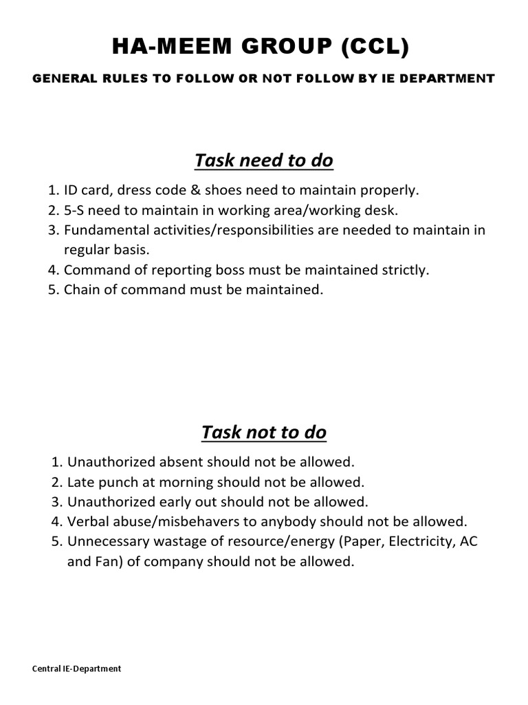 Ha-Meem Group (CCL) : Task Need To Do | PDF