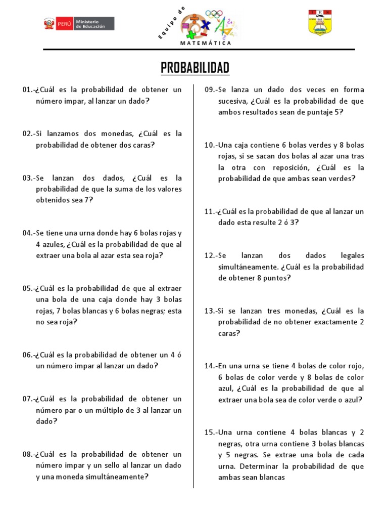 Probabilidades al lanzar un dado | PDF | Probabilidad