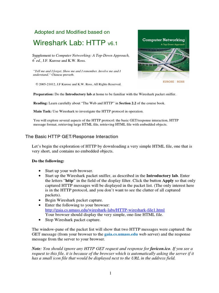Wireshark - Lab (HTTP, TCP, DNS) | PDF | Transmission Control Protocol | Domain Name System