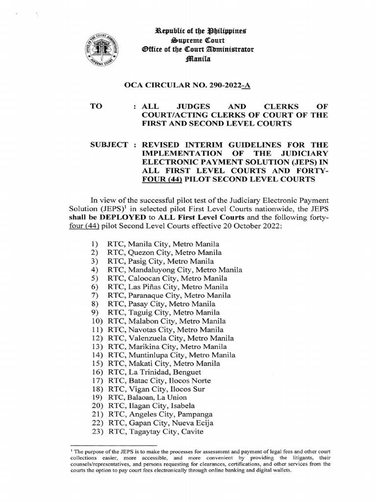 JEPS Implementation Guidelines 2022 | PDF | Cheque | Metro Manila