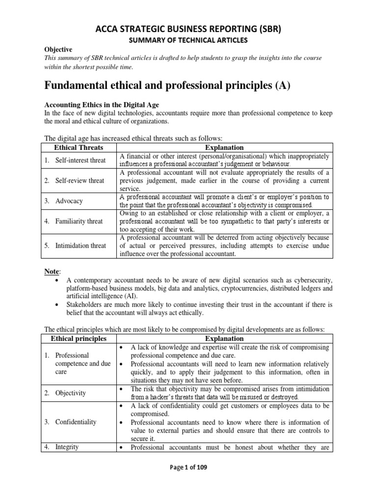 Fundamental Ethical and Professional Principles (A) : Acca Strategic ...