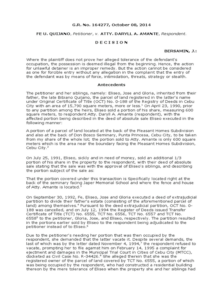 Quijano Case | PDF | Concurrent Estate | Lawsuit