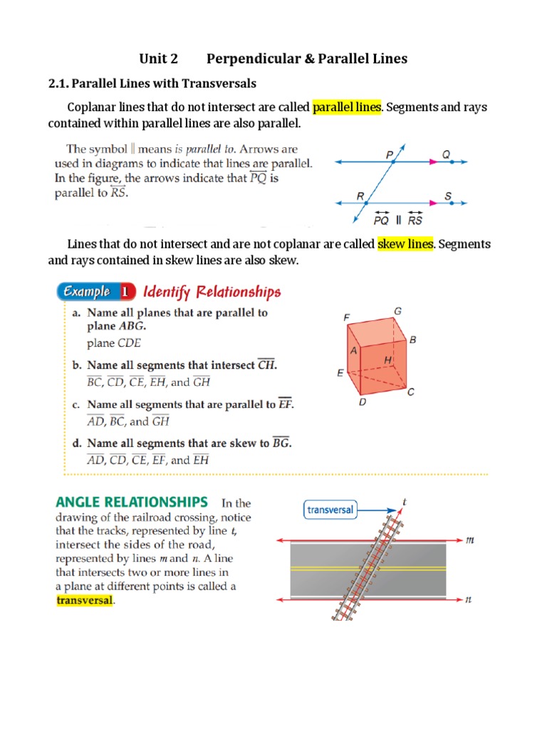 2.1. Parallel Lines With Transversals | PDF