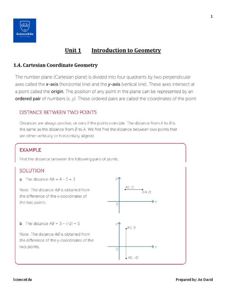 1 4 Cartesian Coordinate Geometry Pdf