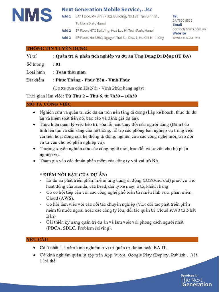 JD Services Development NMS - HVN | PDF