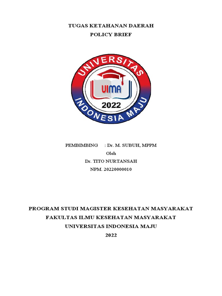 Policy Brief S2 MKM | PDF | Pengembangan Diri