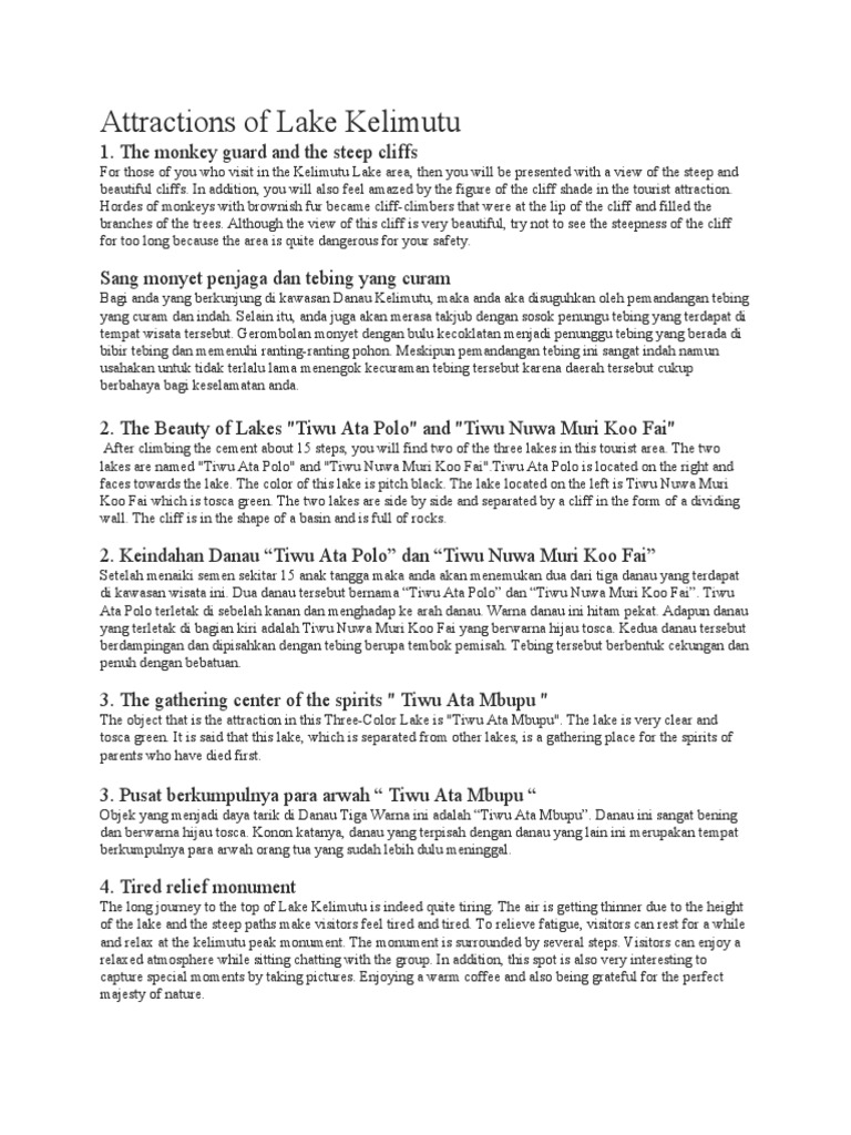 Attractions of Lake Kelimutu | PDF