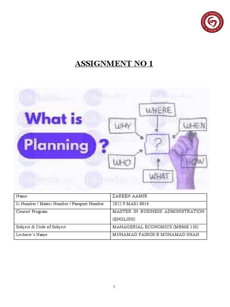Assignment No 1 | PDF | Goal | Organizational Culture