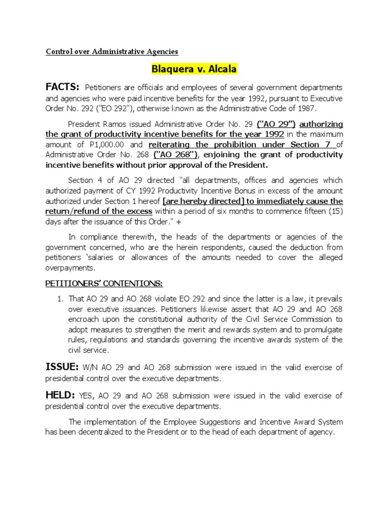 Blaquera v. Alcala Facts | PDF