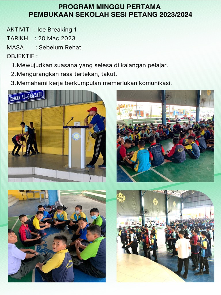 Report aktiviti minggu pertama persekolahan | PDF