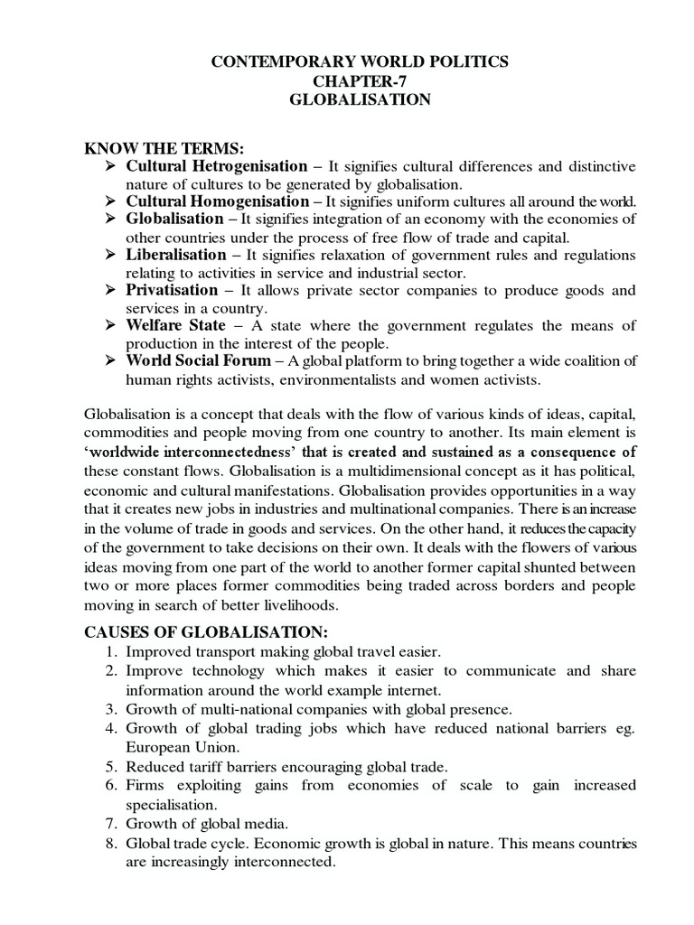 Understanding Globalization: Political, Economic and Cultural ...