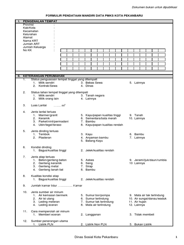 Formulir Pendataan Mandiri | PDF