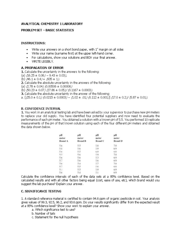 Problem Set-Statistics | PDF | Statistical Hypothesis Testing ...