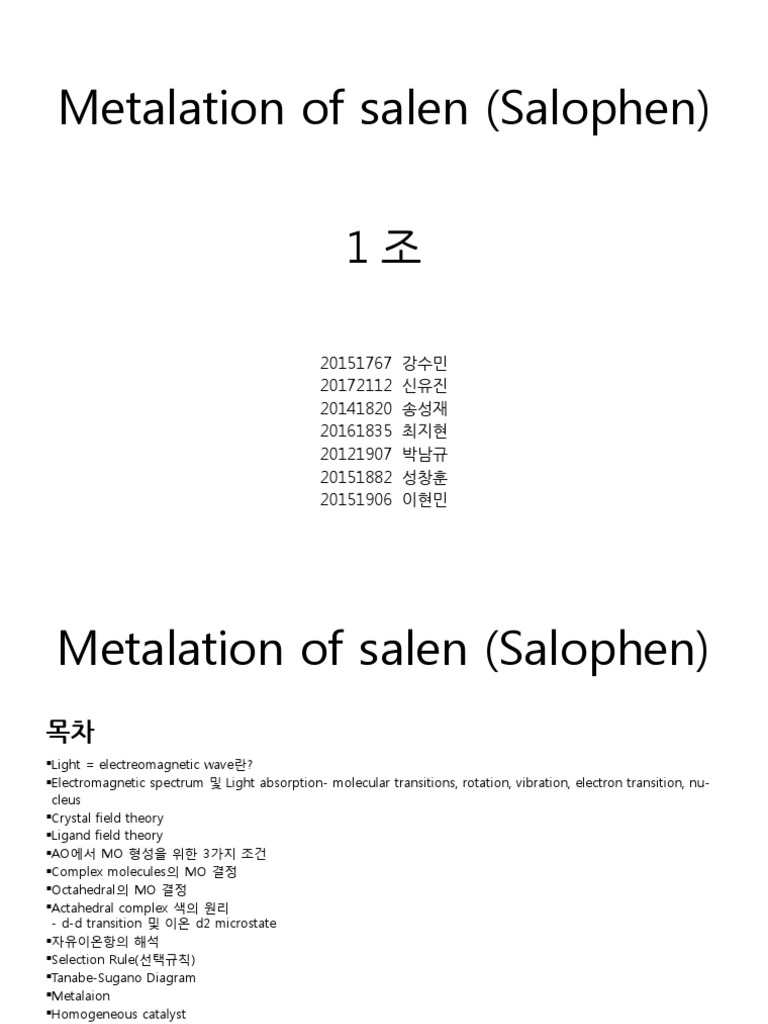 Metalation of Salen (Salophen) | PDF