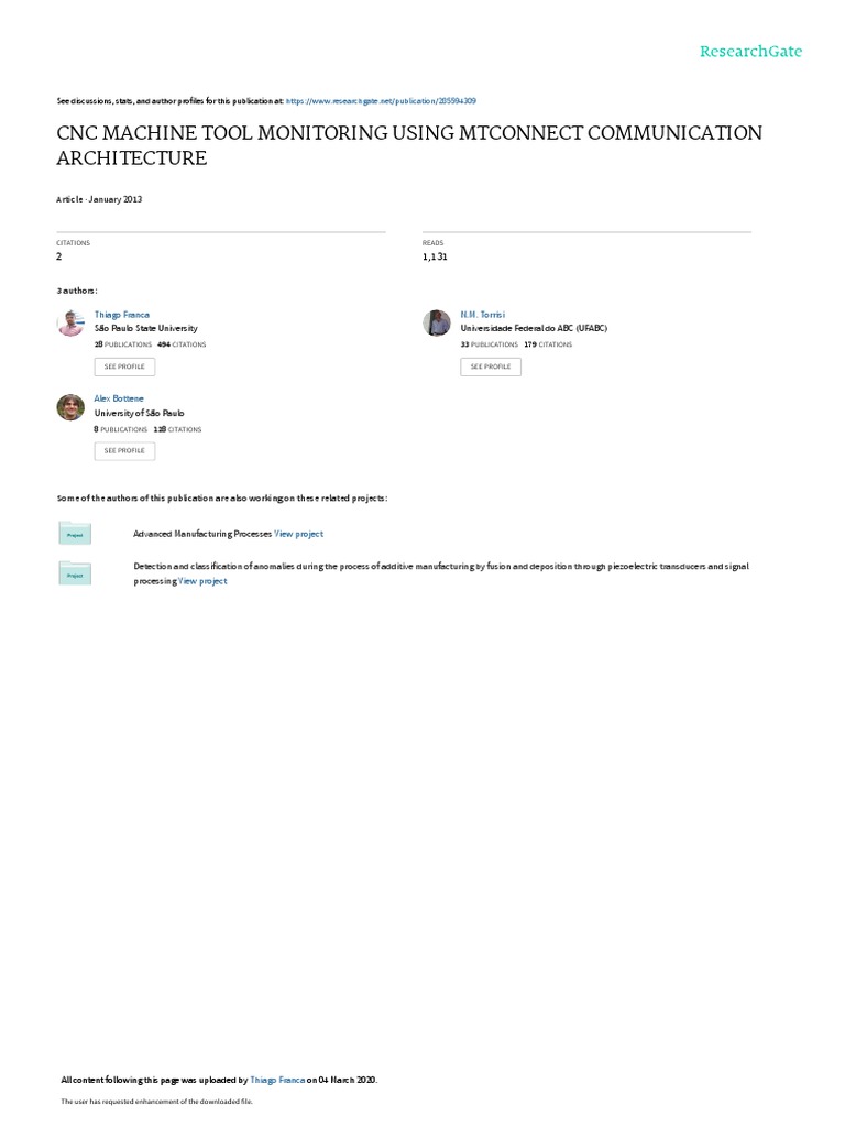 CNC Machine Tool Monitoring Using Mtconnect Communication Architecture | PDF | Hypertext ...