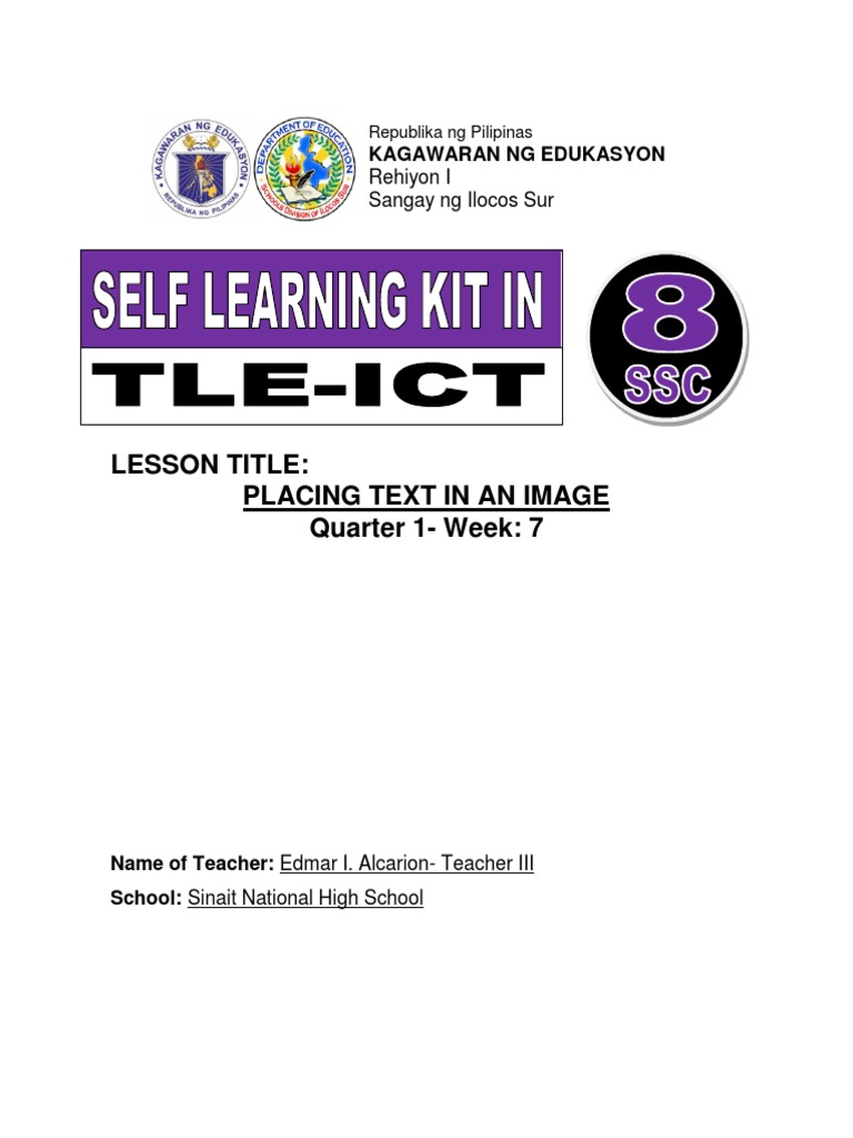 ICT 8 SSC SLK Week7 | PDF | Cursor (User Interface) | Adobe Photoshop