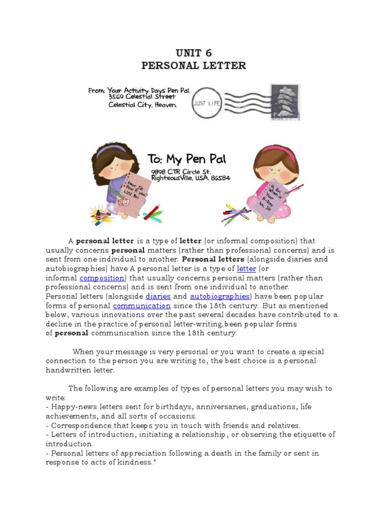 Unit 6 Personal Letter | PDF