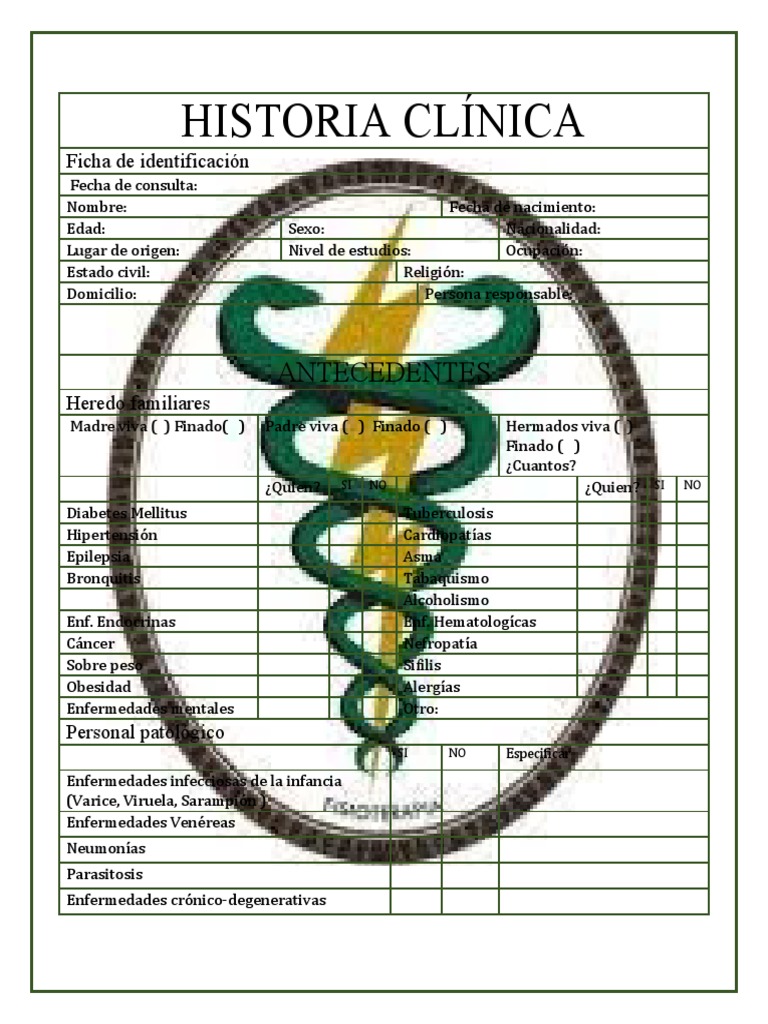 HISTORIA CLÍNICA Editable | PDF | Medicina CLINICA | Enfermedades y trastornos humanos