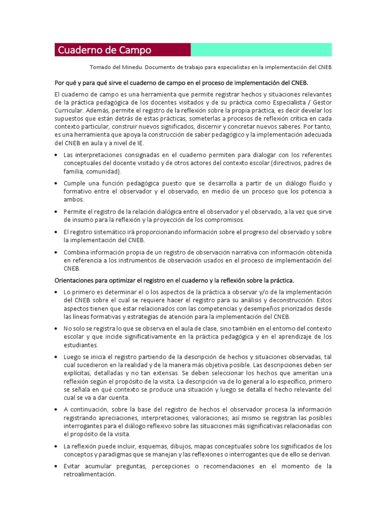 Cuaderno Pedagógico para el CNEB | PDF | Aprendizaje | Enseñando