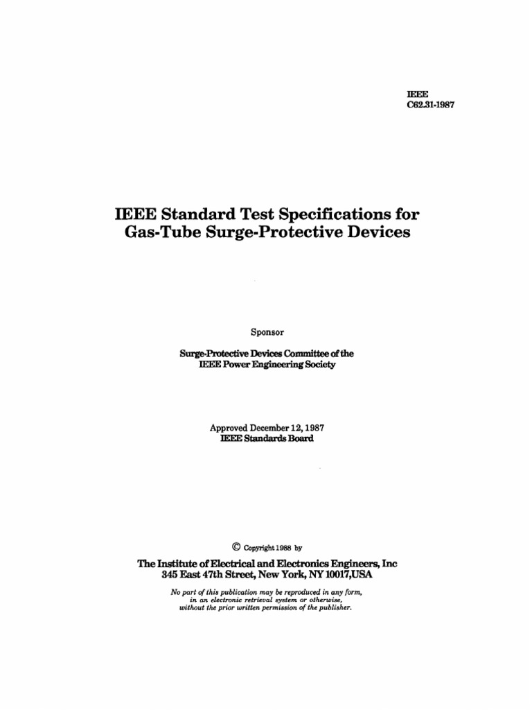 IEEE C62.31-1987 IEEE Standard Test Specifications For Gas-Tube Surge ...
