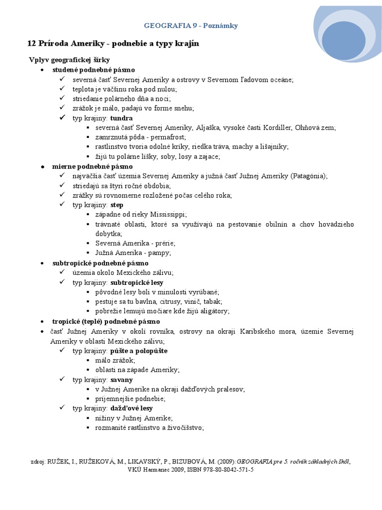 12 Príroda Ameriky - Podnebie A Typy Krajín | PDF