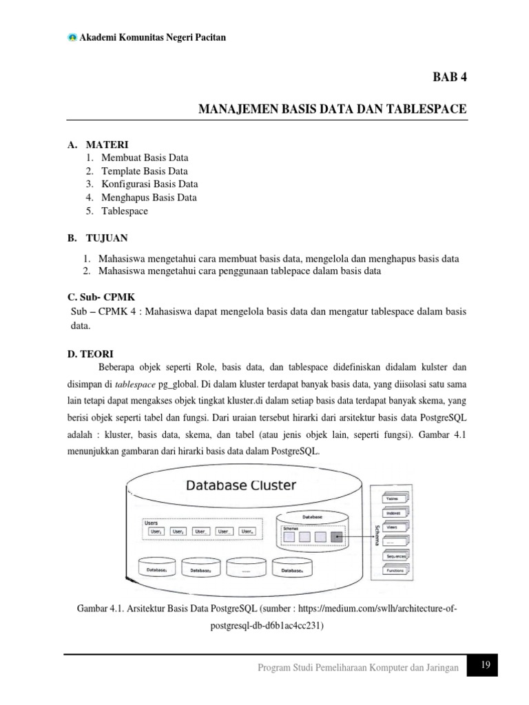 Modul 4 Manajemen BD Tablespace | PDF
