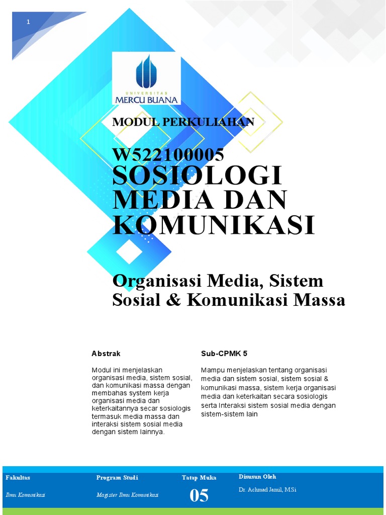 Modul Sosiologi Media Dan Komunikasi (TM5) | PDF