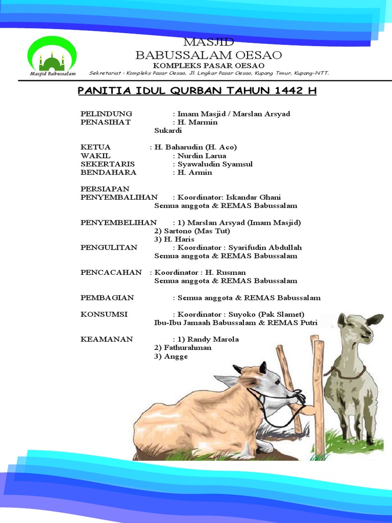 Susunan Kepanitiaan Idul Qurban 1442 H | PDF