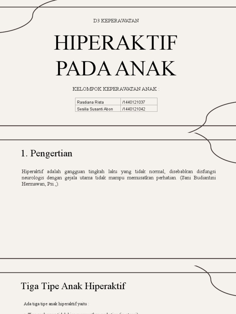 PPT Hiperaktif - Rasdiana Dan Sesilia - D3kep21 - Kep Anak | PDF