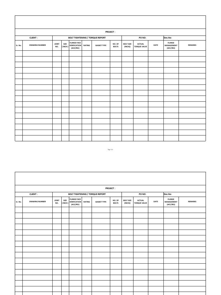 BOLT Torquing Report | PDF | Plumbing | Tools