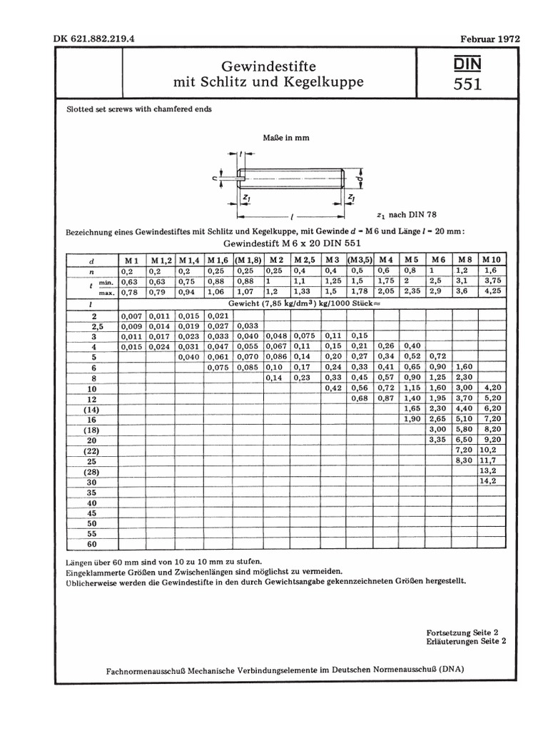 Din 551 1972-02 | PDF
