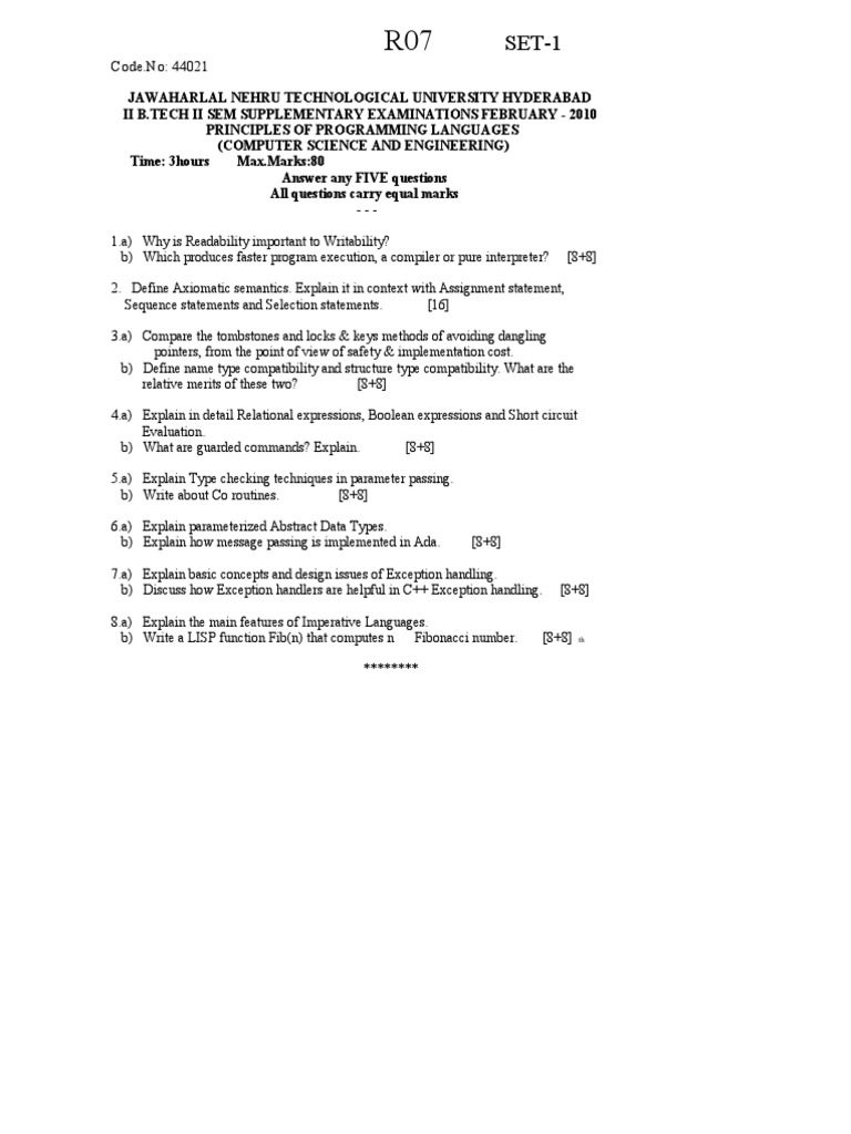 07a40501 Principles Of Programming Languages Pdf Programming Language Subroutine 3729