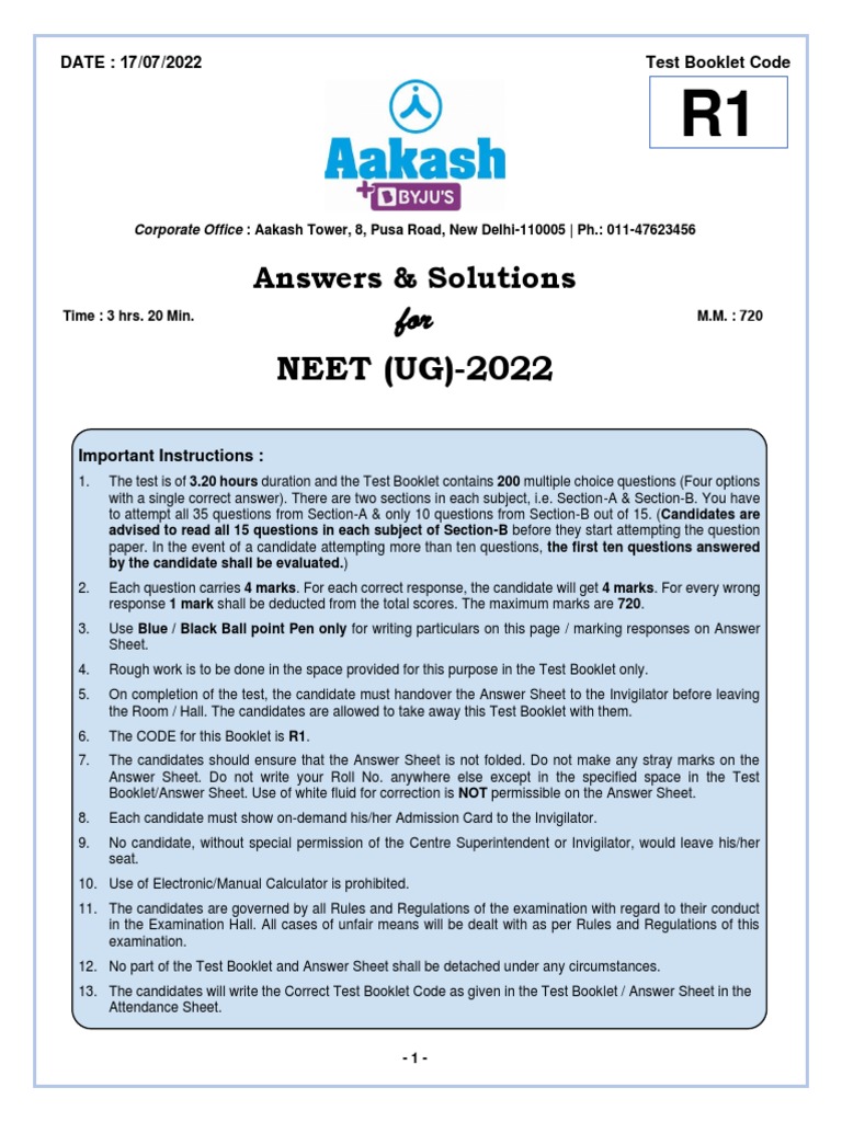 Analysis of Instructions for a Medical Entrance Exam | PDF ...