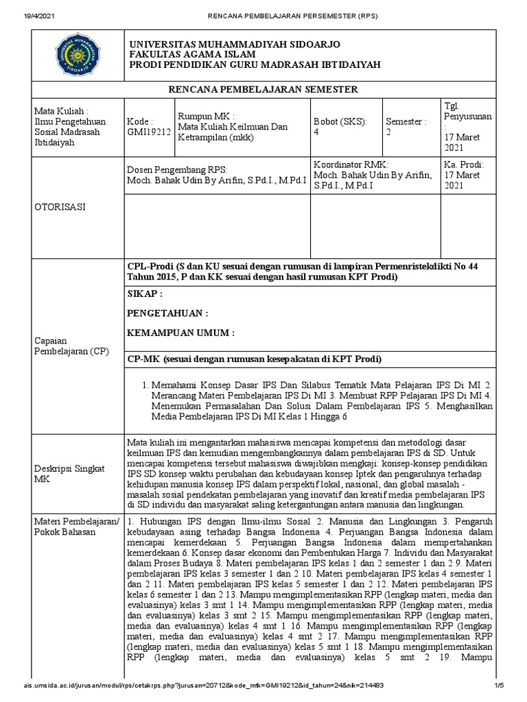 RPS IPS MI Semester 2 | PDF | Seni