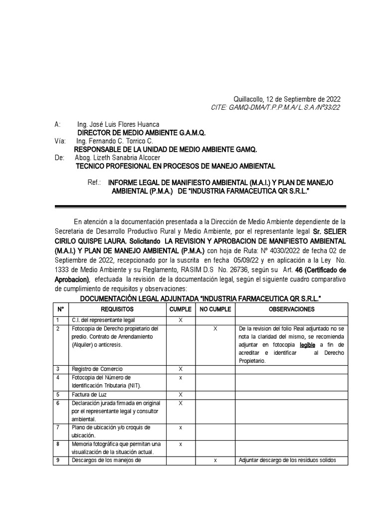 Inf - Legal Mai-Pma Farmaceutica QR SRL 33 | PDF