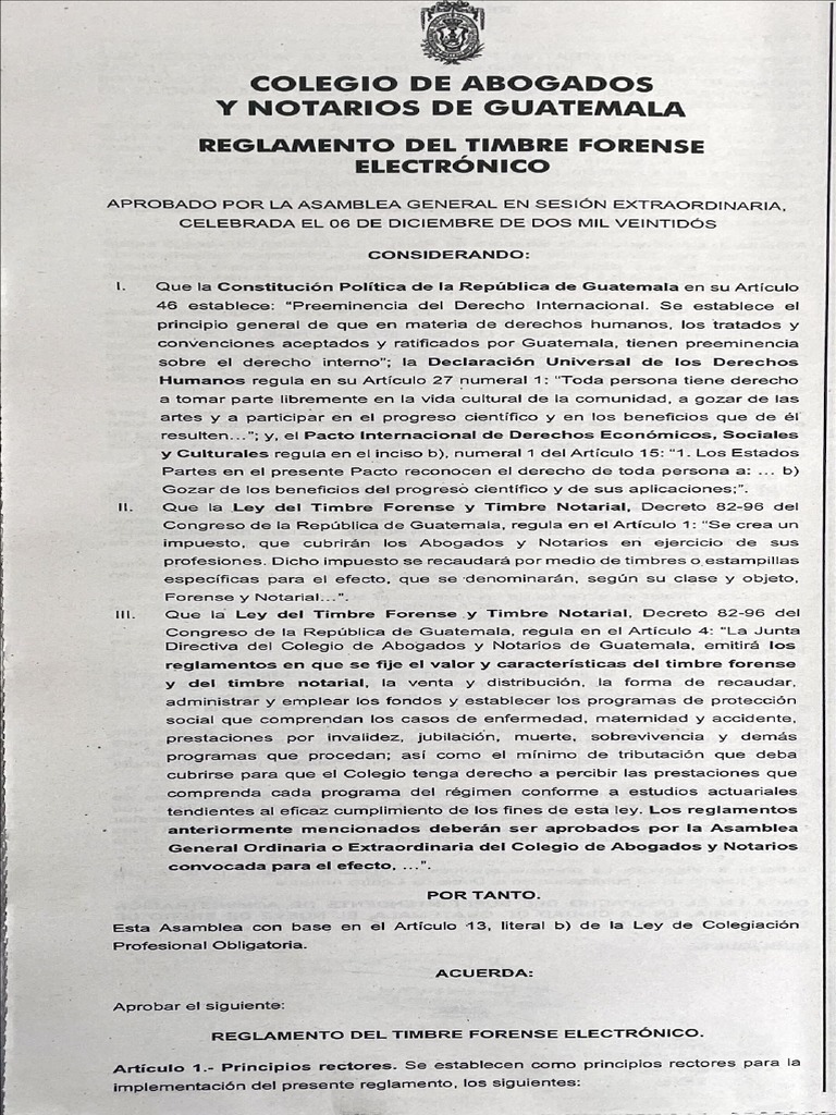 Reglamento del timbre forense electrónico | PDF