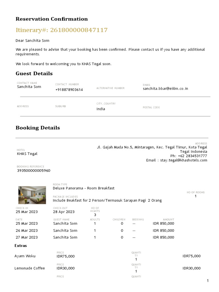 Booking Confirmation | PDF | Cuisine | Food And Drink