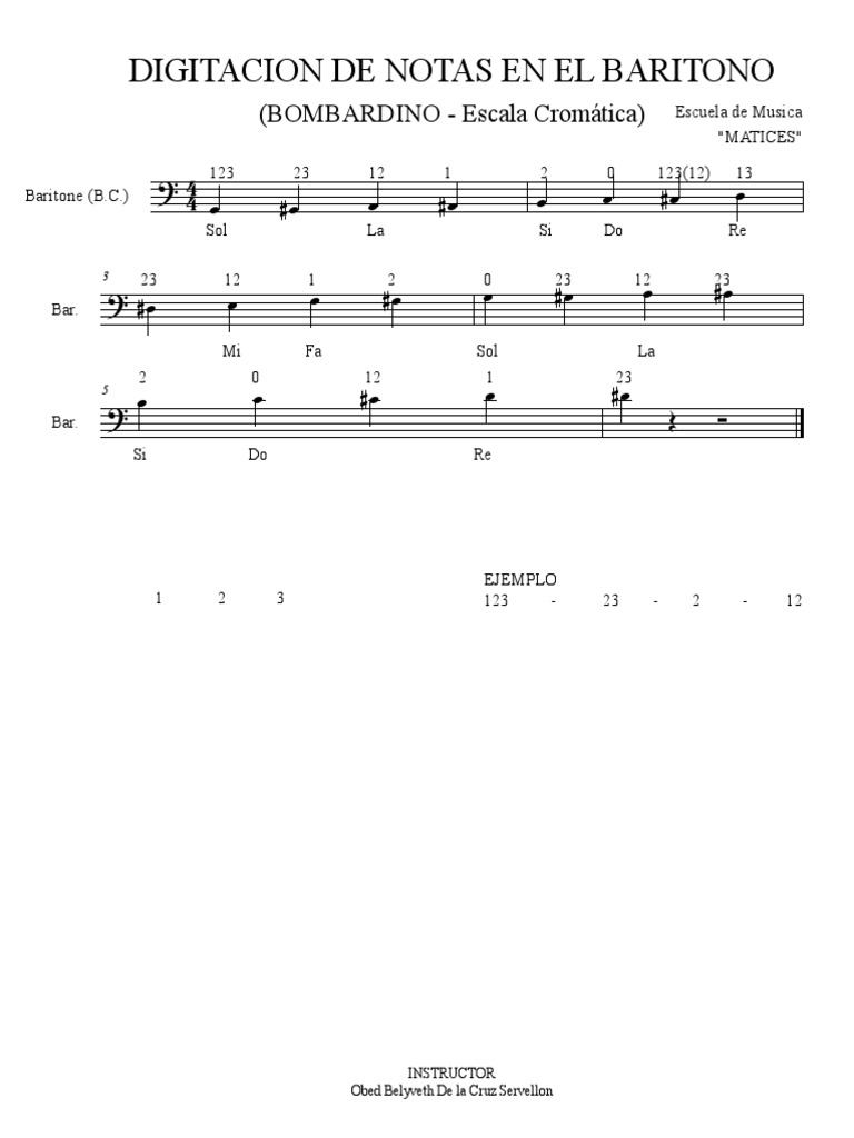 Finale Notas en El Baritono | PDF | Escala (música) | Tecnicas musicales