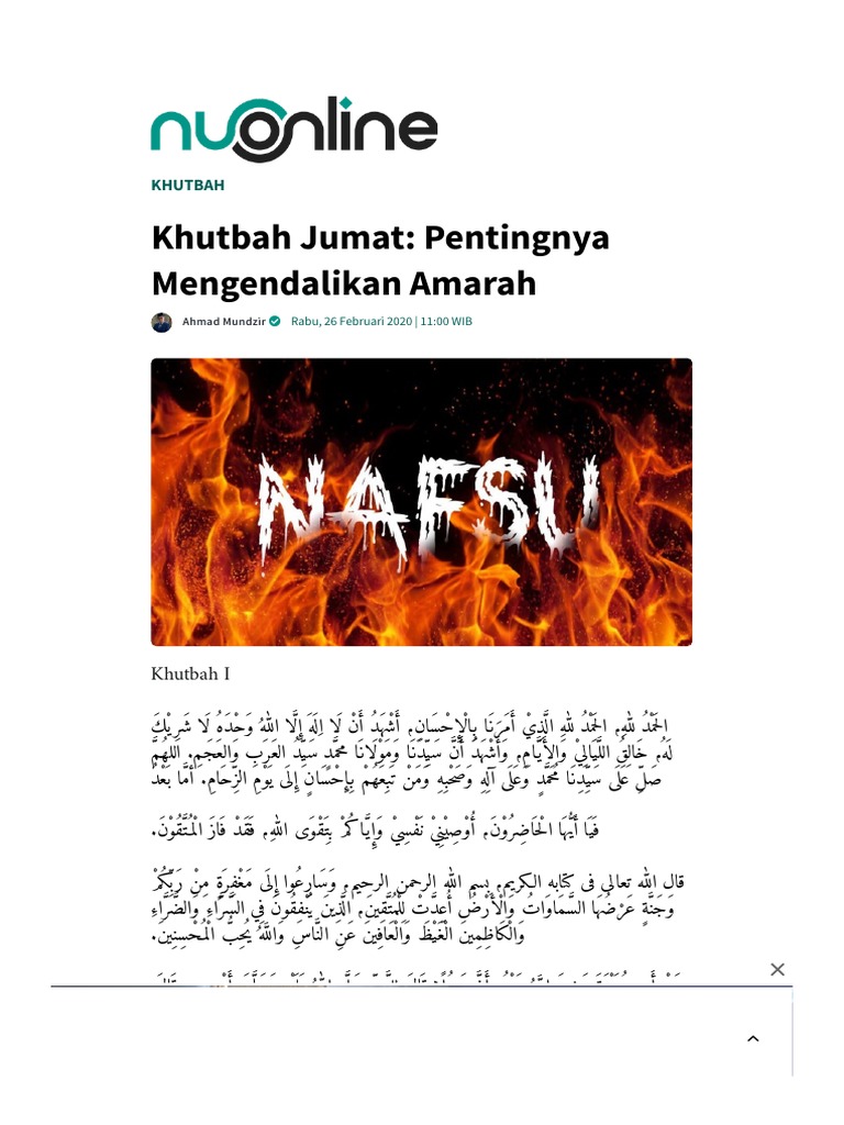 Khutbah Jumat: Kendalikan Amarah | PDF