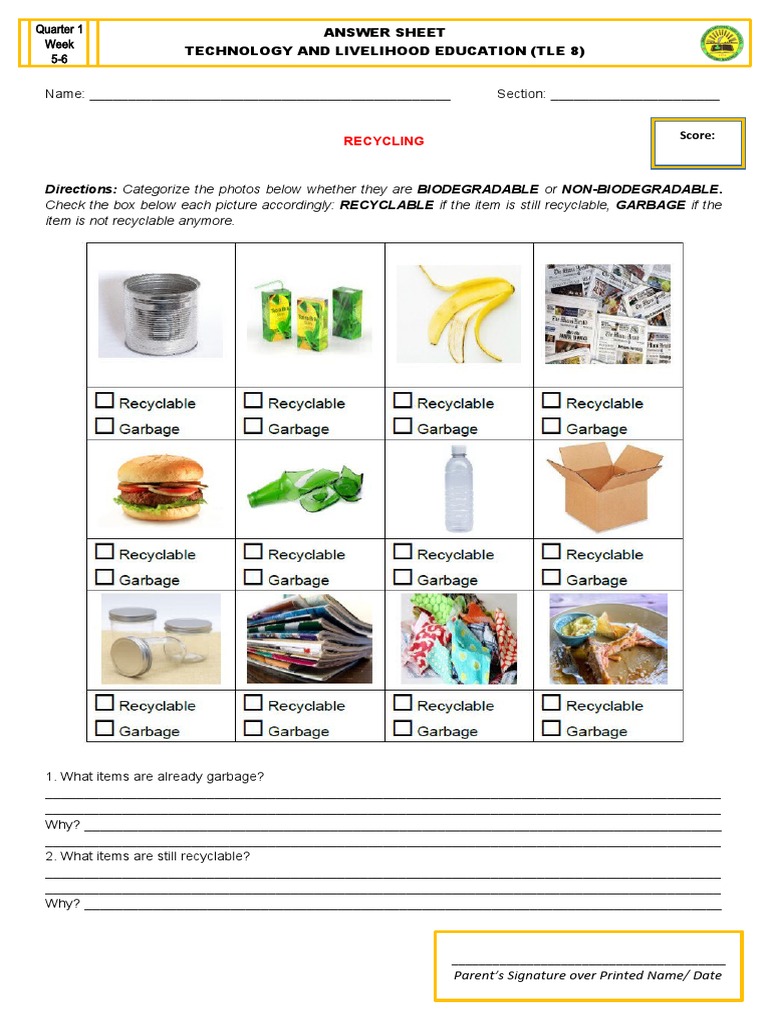 G8 Week 5 Answer Sheet | PDF
