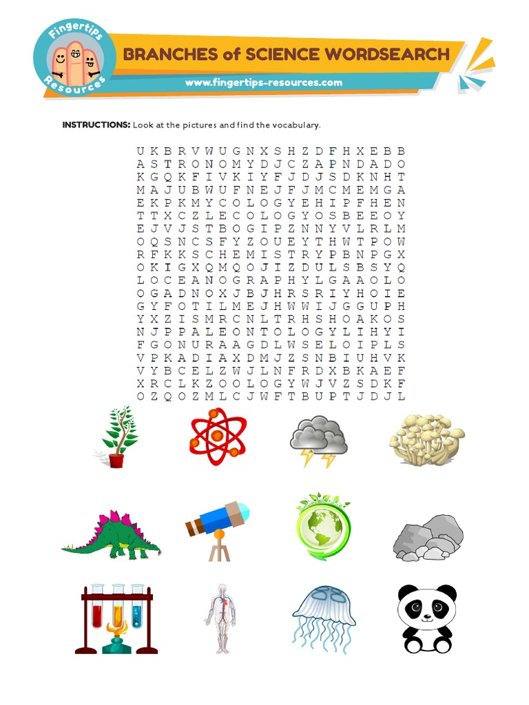 Science Vocabulary Wordsearch for Kids | PDF