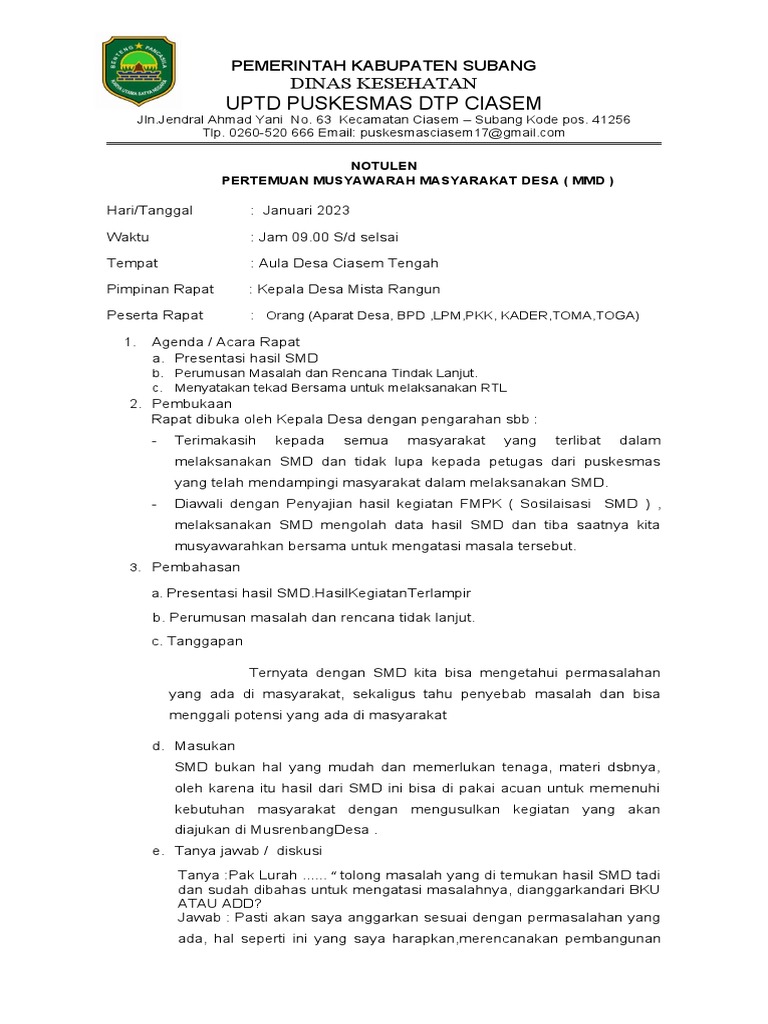 MMD Ciasem Tengah 2023 | PDF