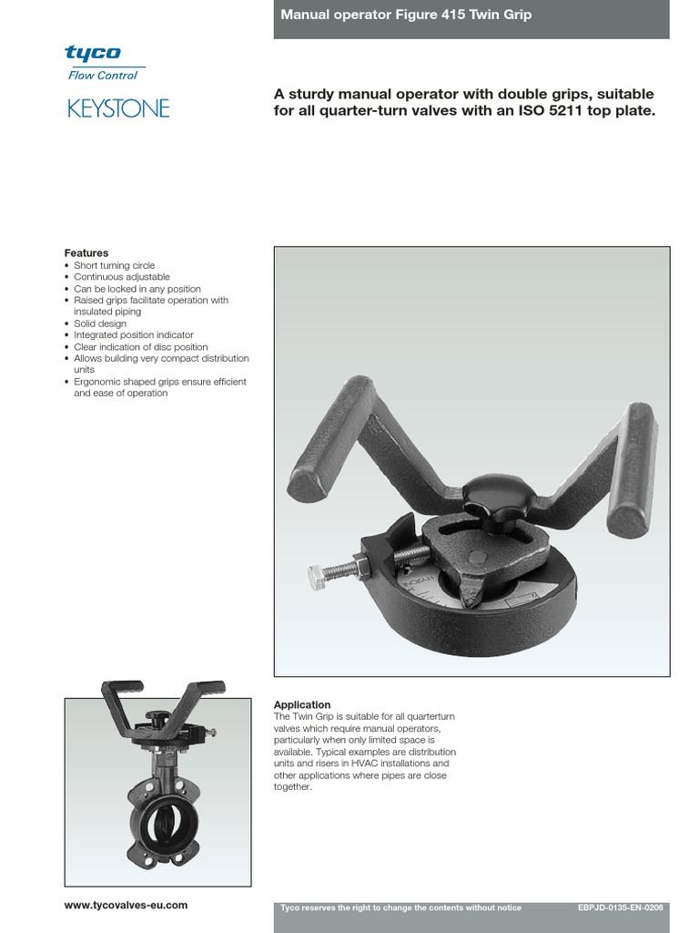 Keystone Manual Operator Twin Grip F415 | PDF | Valve | Steel