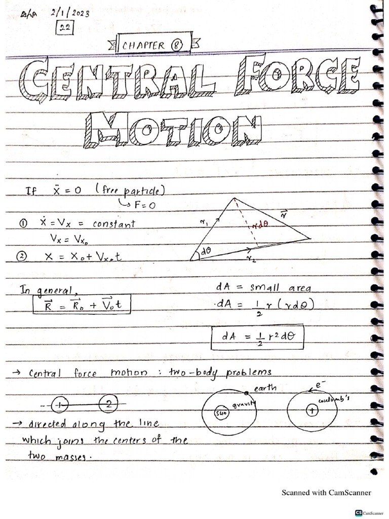 Central Force Motion (Classical Mechanics) | PDF