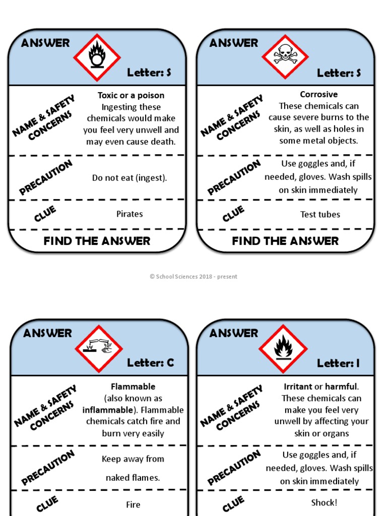 Safety Symbols Treasure Hunt | PDF | Physical Sciences | Safety