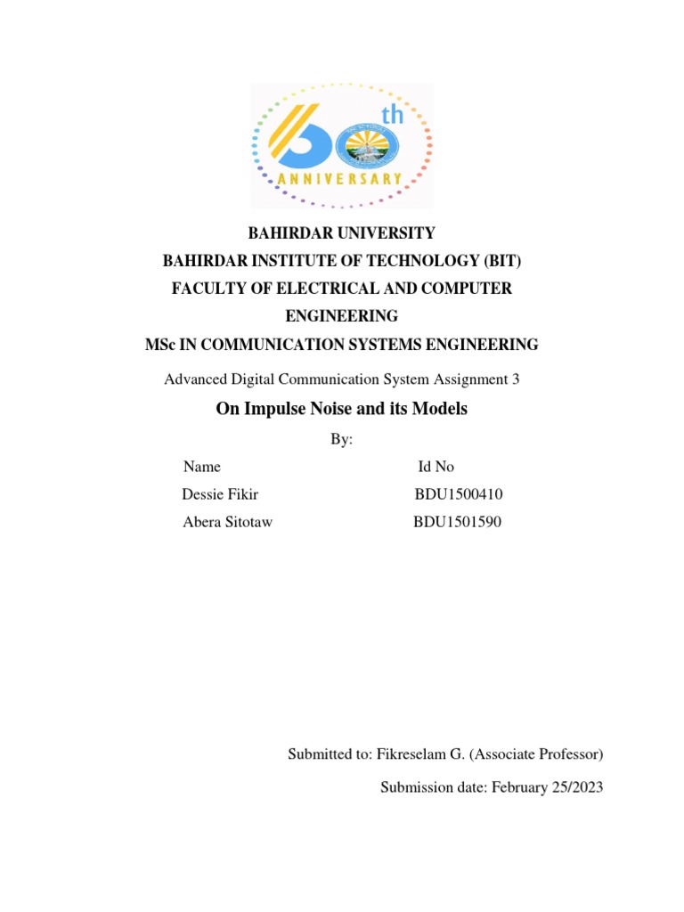 Bahirdar University Bahirdar Institute of Technology (Bit) Faculty of ...