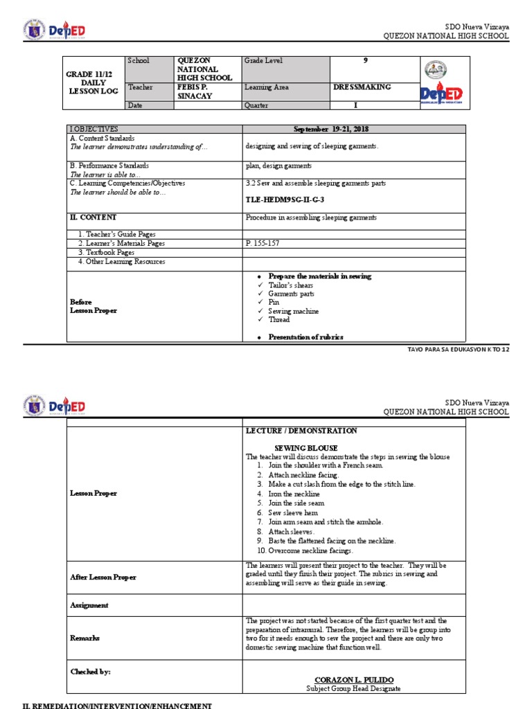 DLL DM 9 1ST | PDF | Sewing | Seam (Sewing)