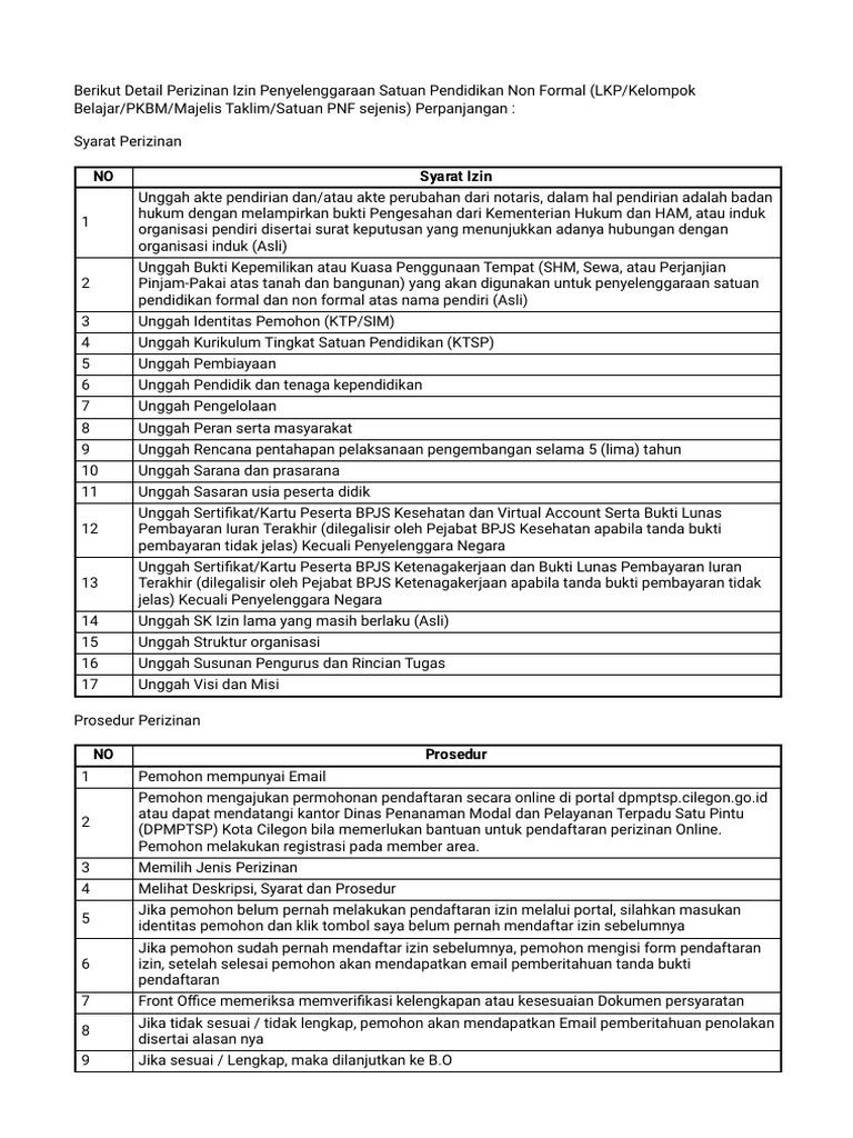 Syarat2 Izin LKP | PDF