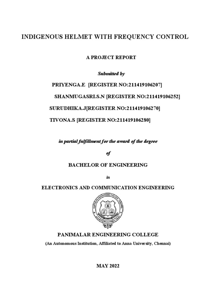 Panimalar UG Project - Report Format | PDF | Academic Degree | Vocational Education
