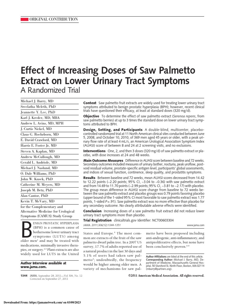 Article Saw Palmetto With Conflict of Interests | PDF | Prostate ...